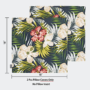 Magpie Fabrics Pack of 2 Outdoor Waterproof Throw Pillow Covers 18 x 18 Inch, Decorative Cushion Sham Pillowcase Shell for Garden Patio Balcony(Midnight Floral)