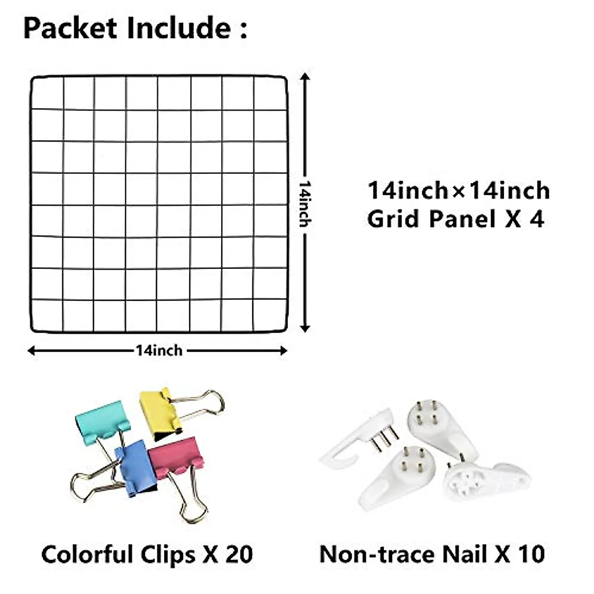 devesanter DS Grid Photo Wall Wire Grid Panel Picture Display Iron Decorative Rack Photograph Wall Ins Photo Wall 12x12 Inches Set of 4 (Black)