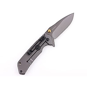 Sanrenmu Knives Folding Pocket Knife 7056 EDC Knife 8Cr14MoV Blade Hunting Survival Fishing Tool (7056LUP-SK(Grey))
