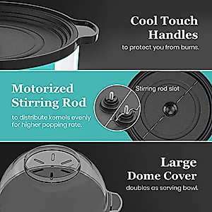 Electric Popcorn Popper Maker Apexboss Stirring Popcorn & Grill Machine 2-in-1 Hot Oil Pop Corn Non Stick Cooker 4 Quarts Large Lid for Serving Bowl, 16 Cups for Home Christmas Party Kids