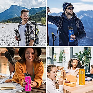 Personalized Water Bottles Customized Insulated with Straw Cover 24oz Leak Proof Custom Stainless Steel Thermos for School Sports