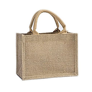 Dual Dou Small Burlap Jute Tote Bags-Bridesmaid Gift Bags burlap bags with handles for women bride beach bag,grocery shopping