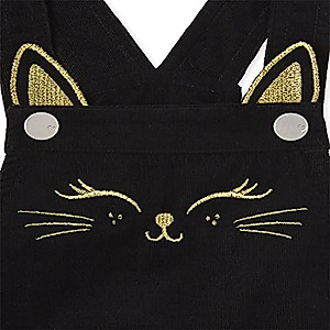 The Children's Place Baby Girls and Toddler Sleeveless Cat Corduroy Skirtall Dot Print Top 2-Piece Set Pants, Black/White Cat, 12-18 Months US
