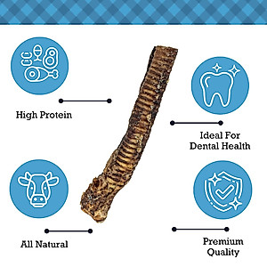 Country Living 12-Inch Beef Trachea Dog Treats - 100% Natural, High-Protein, Low-Fat Chews with Chondroitin for Joint Support, Nutrient-Rich, No Artificial Additives - 5-Pack