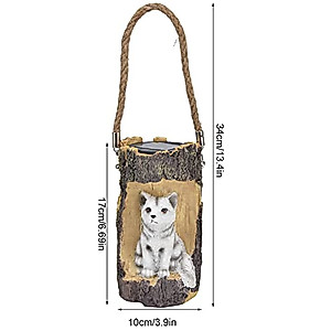 Animal Hanging Solar Lantern Resin with Lanyard LED Garden Light IP67 Waterproof for Courtyard Balcony Patios Stump Decoration Outdoor Camping Lamp