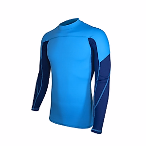 ALLEZ Men's Rash Guard Swim Shirts UPF 50+ UV Sun Protection Long Sleeve Shirts Lightweight Quick Dry Surf Fishing Shirts for Men (Blue&Navy,M)