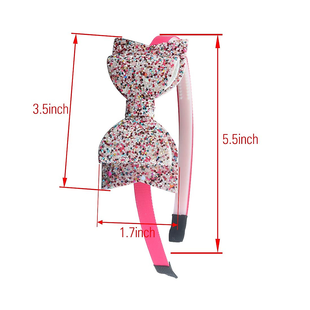 XIMA 10pcs Glitter Sequin Bow Hairband Shiny Bow Knot Teeth Plastic Headbands for Kids Hair Accessories