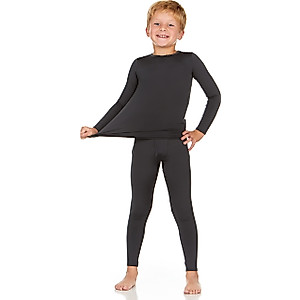 Thermajohn Thermal Underwear for Kids, Boys Thermal Underwear Set | Kids Base Layers for Skiing | Long Johns for Boys Kids, Charcoal, (M)