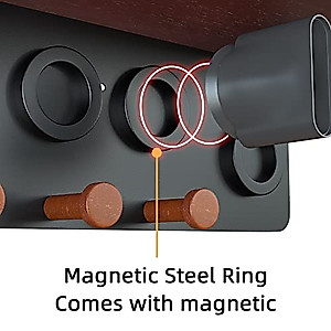 FLE Storage Holder Organizer for Dyson Airwrap Curling Iron Accessories Wall Mounted, Wood Metal Organizor for Airwrap Styler and Attachments Black