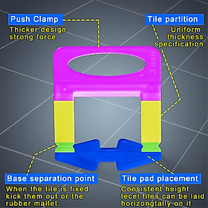 HeiLuon Tile Leveling System Clips 1/8'' 2500 Piece Tile Spacers Clips and Tools Harden Rubber Mallet Hammer 16 oz .Tile Tools Set for Professional Ceramic and Stone Installation