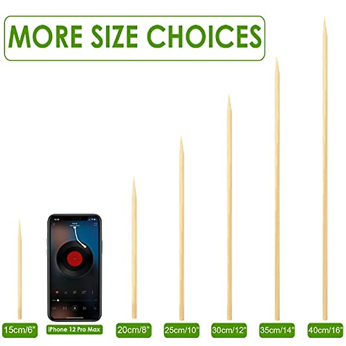 200 PCS Bamboo Skewers, 6 Inch Wooden Skewer for Appetizers, Fruit, Kebabs, Grilling Barbecue, Mini Burger, Sausage, Cocktail Picks for Drinks, Long Toothpicks, Food Sticks Natural, Kitchen Gadget