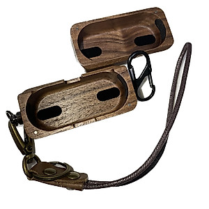 BYBALI Case for WF-1000XM4, Handmade of Natural Walnut Wood, Comes with Lanyard