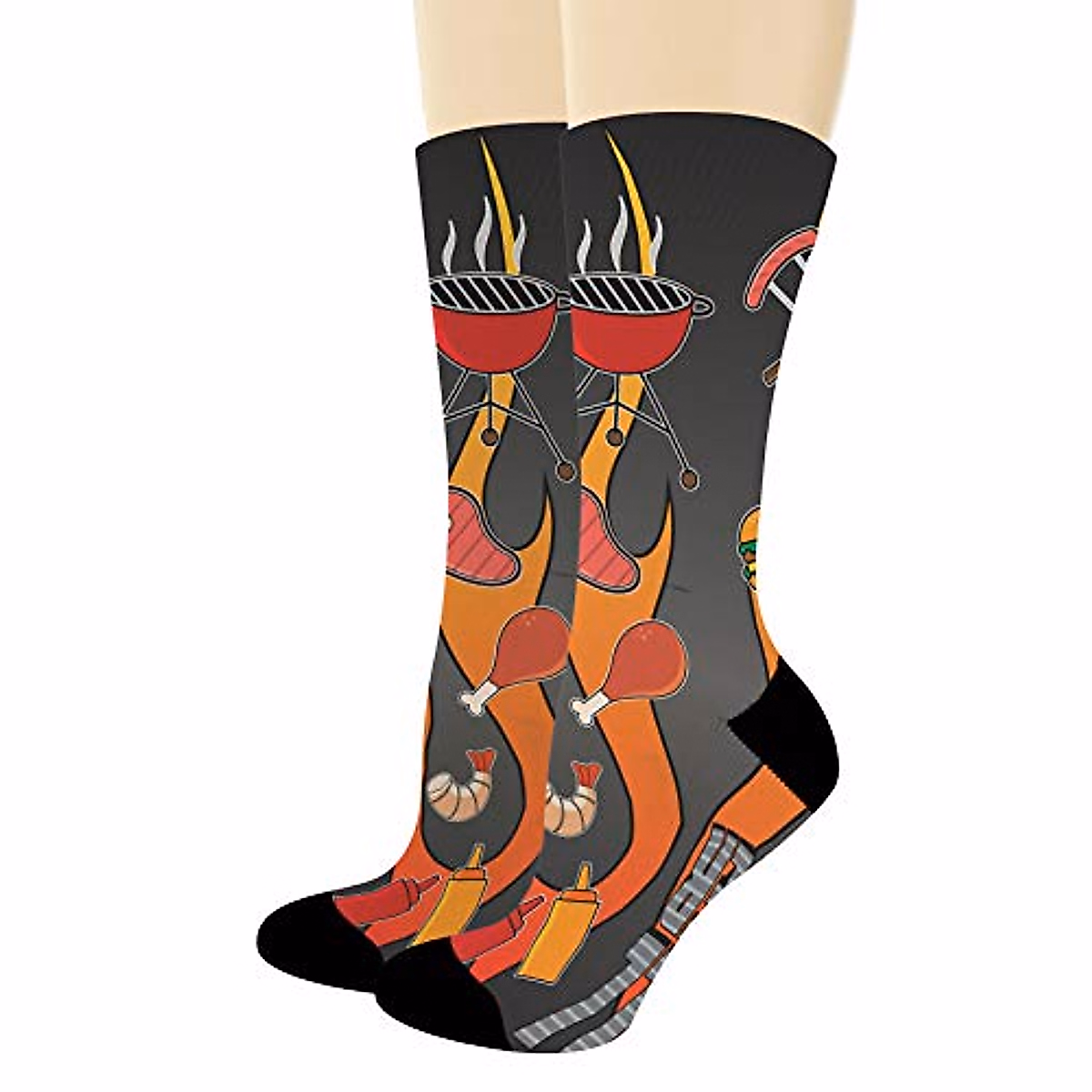 ThisWear Manly Birthday Gifts for Dad Grill Master Accessories BBQ Lover Gifts 1-Pair Novelty Crew Socks