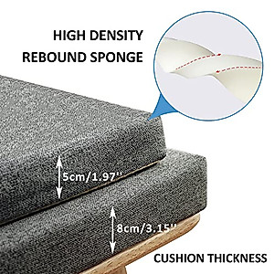 PHUSTJKL Bench Cushion 30 Colors Washable Non-Slip Thick Upholstery Foam Chair Pads for Shoe Bench Bay Window Kitchen Garden Bench Swing Seating Cushion - One Pad Only (Grey, 23.6X15.7X1.97 in)