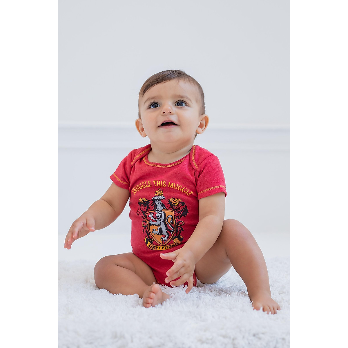 Harry Potter Gryffindor Hufflepuff Ravenclaw Slytherin Infant Baby Boys 4 Pack Bodysuits 12 Months