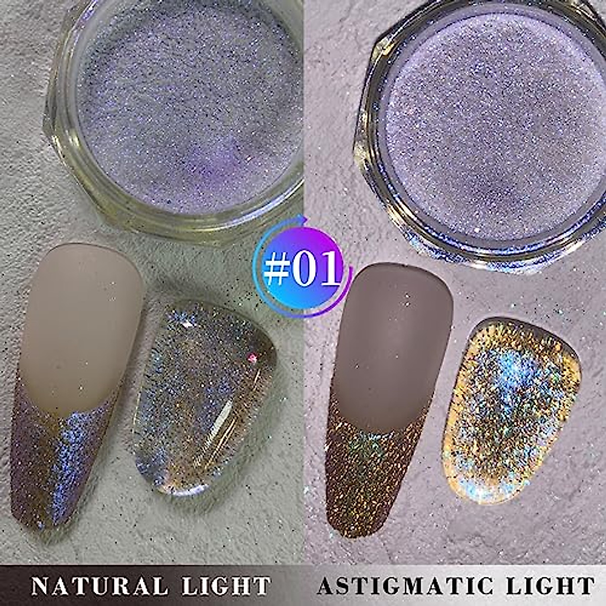 CHARMING MAY 4 Colors Holographic Nail Glitter Powder Set Shiny Metallic Chrome Nail Powder Kit for Acrylic Nails Sparkling Reflective Glitter Galaxy Effect for Party Nightclub(4 Colors(#1#2#3#4))