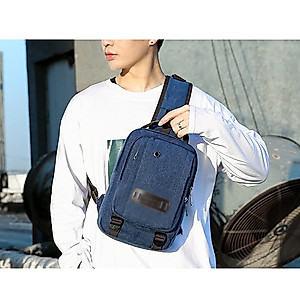 RIUKIU Messenger Bag Canvas Men Chest Bag Teenage Crossbody Shoulder Bag Men's Sling Bags Handbag Male Casual Chest Pack (Color : Gray)