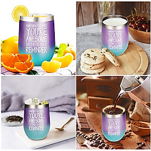 Sometimes You Forget That You are Awesome, Thank You Gifts, Funny Inspirational Birthday Graduation Gifts for Women, Coworker, Friends 12oz Vacuum Insulated Tumbler with Keychain Sock