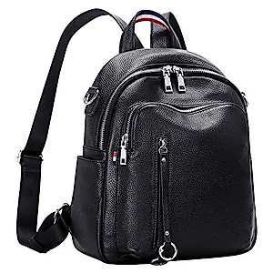 ALTOSY Fashion Genuine Leather Backpack Purse for Women Shoulder Bag Casual Daypack Medium (S9 Black New)