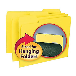 Smead Interior File Folder, 1/3-Cut Tab, Letter Size, Yellow, 100 per Box (10271)