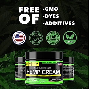 Hemp Cream Maximum Strength (8 oz) Hemp Oil & Arnica Cream, Soothes Discomfort on Joint Muscle Shoulder Hip Neck Knee & Back Support, All Natural Relief Cream Made in USA, Instant Lotion Menthol Rub