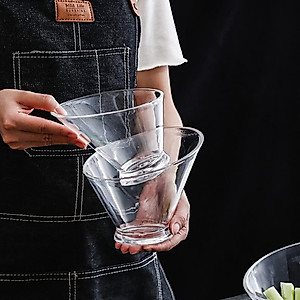 DOITOOL Slant clear ice bucket Cut Glass Bowls Clear Glass Cooking Bowls Dessert Fruit Serving Bowls Glass Terrarium Candy Jar for plastic salad bowl Kitchen plastic ice bucket (19cm)