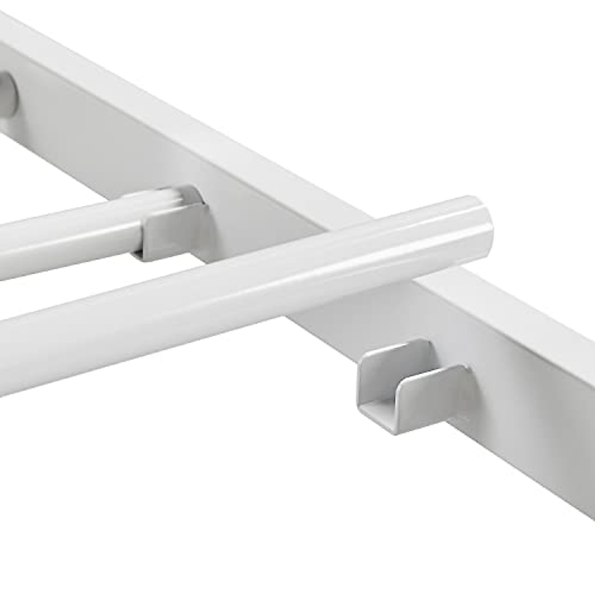 Topeakmart California King Size Victorian Style Metal Bed Frame with Headboard/Mattress Foundation/No Box Spring Needed/Under Bed Storage/Strong Slat Support White