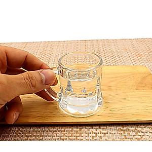 KAZARIKO Korean Shot Glass with Handle Set of 6 or 12, Mini Heavy Base Clear Beer Mugs, Soju Glasses 50 ml/1.8 oz Whiskey, Tequila, Liquor (6Pack)