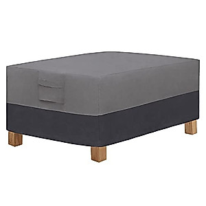 Easy-Going Patio Coffee Table Cover Small Outdoor Rectangular Table Cover, UV Resistant Waterproof Patio Furniture Cover (48" Lx28 Wx16 H, Gray/Dark Gray)