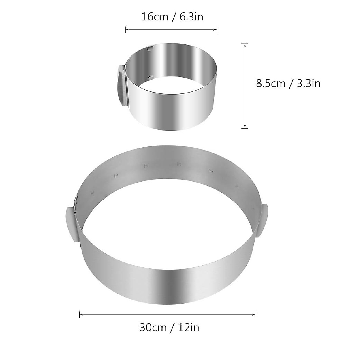 WIWAPLEX Cake Ring 6 to 12 Inch Adjustable Round Stainless Steel Cake Mousse Mould Ring Bakeware Tools Cake Decorating Mold Baking Ring