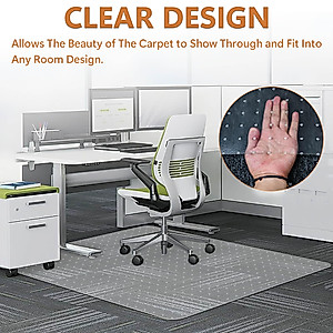 HOMEK Large Office Chair Mat for Carpeted Floors, 45" x 53" Clear Desk Chair Mat for Low Pile Carpet- Easy Glide Carpet Protector Mat for Office Chair