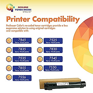 Professor Color Re-Coded OEM Toner Cartridge Replacement for Xerox WorkCentre 7525 7530 7535 7545 7556 7830 7835 7845 7855 | 006R01513 006R01514 006R01515 006R01516, Toner Cartridge 4 Pack