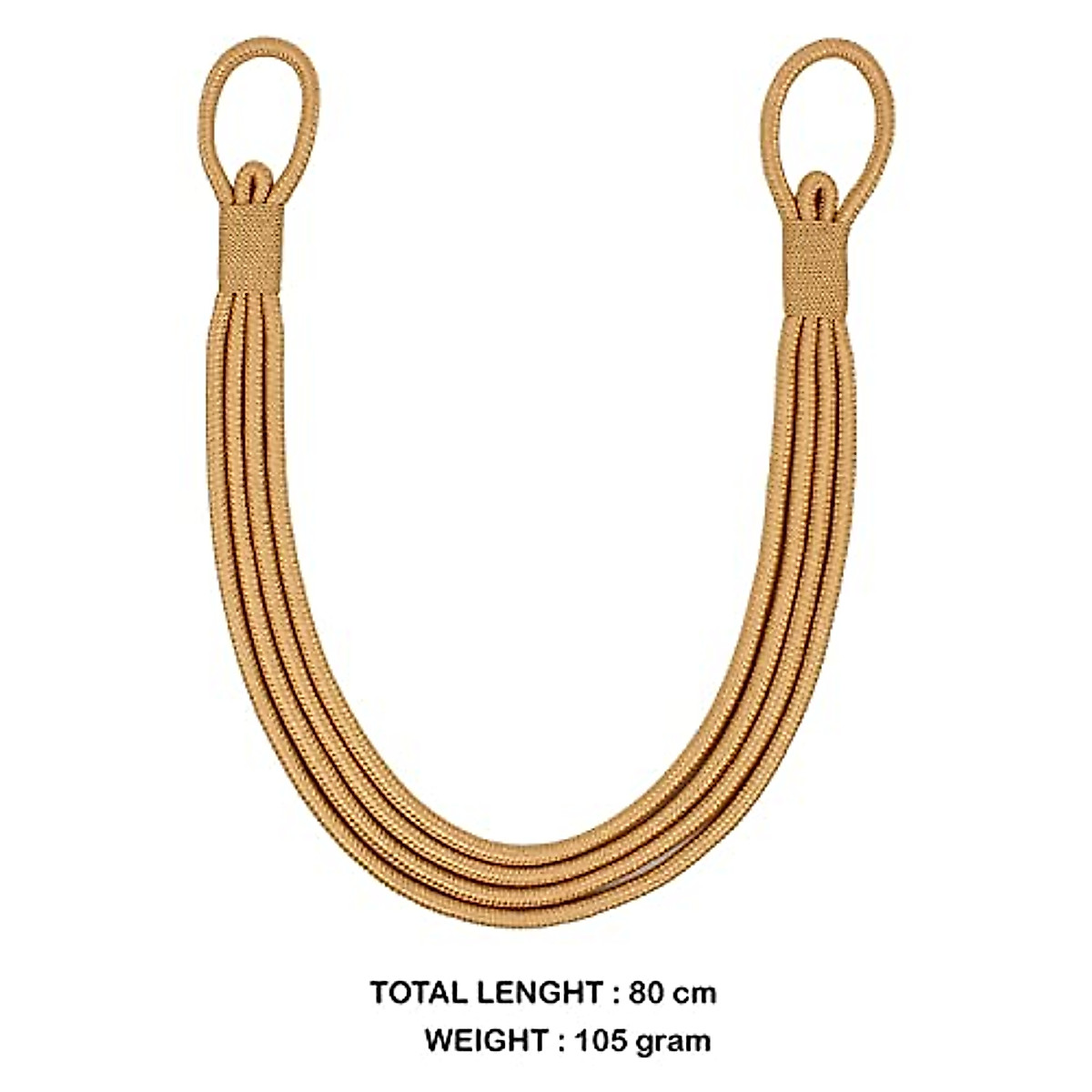 MALANOV Curtain 4 Strand Ropes Tiebacks Tie-Backs, Curtain Handmade Holdbacks, Polyester 4 Strand Cord Rope Tieback - Gold 2 Pack