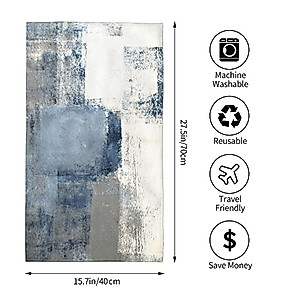 SUPLUCHOM Hand Towel Blue Gray Modern Art Abstract for Bathroom Kitchen Microfiber Fingertip Bath Towels 16 x 27.5 Inch Soft Decorative Home Hotel Gym Laundry Room