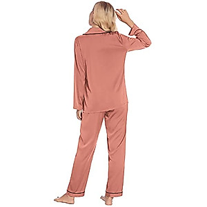 Ekouaer Pajama Sets for Women Soft Couples Christmas Sleepwear Long Sleeve Loungewear Set (Rose Golden,M)