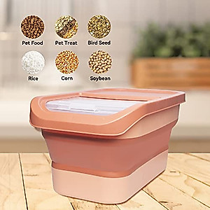DDMOMMY 10-13 Lbs Dog Food Storage Container, Collapsible Dog Food Container with Sliding Lid, Scoop and Silicone Dog Bowl, Pet Food Storage Containers Dry Food for Dog, Cats and Other Pets (Red)