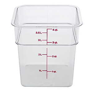 Cambro 4SFSCW135 CamSquare Food Container 4 Qt. 7-1/4 x 7-1/4 x 7-3/8 Clear - Case of 6