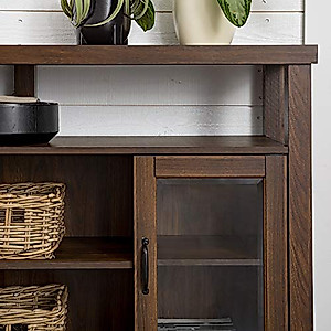 Walker Edison Tall Wood Universal TV Stand with Open Storage For TV's up to 58" Flat Screen Living Room Storage Entertainment Center, 52 Inch, Dark Walnut