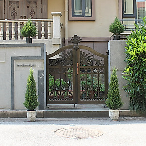 Artificial Topiary Cedar Trees Faux Pine Shrubs UV Resistant Artificial Bushes Artificial Plants for Indoor Outdoor Garden,3 Feet-2 Pack