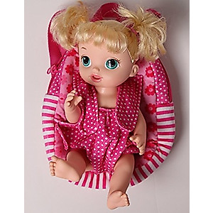 Baby Whitney Pink Daisy Patchwork Plush Velour Doll Carrier Toy Backpack (Small - Recommended up to 13" Doll)