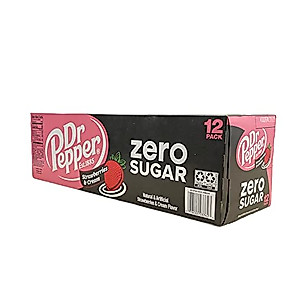 Dr Pepper Strawberry and Cream - Munchie Box Stash (Zero Sugar, Pack of ( 12 ) 12 Oz Cans)