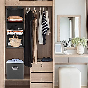 MaidMAX 3 Tiers Cloth Hanging Shelf for Closet Organizer with 2 Widen Straps, Foldable, Gray