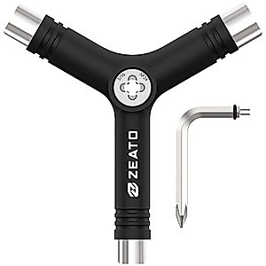 Zeato All-in-One Skate Tools Multi-Function Portable Skateboard Y Tool Accessory with Y-Type Allen Key and L-Type Phillips Head Wrench Screwdriver