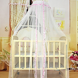 HEVIRGO Bed Canopy Mosquito Net, Hanging Travel Netting Curtains, Play Tent Bedding, Baby Bed Mesh Dome Curtain Mosquito Net Durable Toddler Crib Cot Canopy Bed Net - Beige