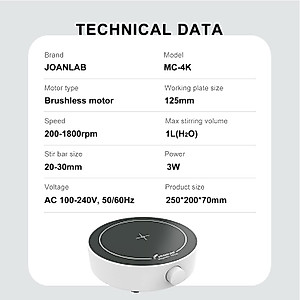 JOANLAB Mini Magnetic Stir Plate Lab Stirrer Mixer with Stirrer Bar, Laboratory Magnetic Stirrer Mixer Plate 3000ml