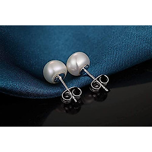 12PCS Real 925 Silver Earring Backs Replacements, 18K White Gold Plated Hypoallergenic Earring Backs for Studs, Secure Ear Locking for Stud Earrings Ear Nut for Posts, 6mm