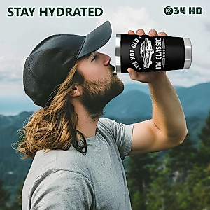 34HD Classic Dad Tumbler with Lid, 20oz Stainless Steel Vacuum Insulated Car Mug, Im Not Old Im Classic Tumbler, Birthday Christmas Father Day Gifts for New Papa Bonus Dad Husband Grandpa