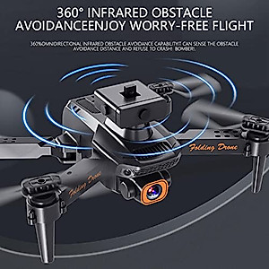 Drone With Dual 1080P HD FPV Camera Remote Control With Altitude Hold, Headless Mode, Start Speed Adjustment, Mini Drone Toys Gifts For Boys Girls (C Black(Dual Camera))