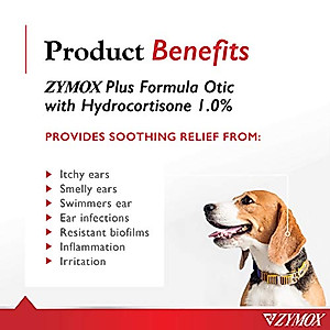 Zymox Advanced Formula Otic Plus Enzymatic Ear Solution for Dogs and Cats with 1% Hydrocortisone, 1.25oz