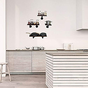 MANTE BLONG QTSARTISAN 24-Inch Industrial Pipe Floating Shelves Wall Mounted, Rustic Wood Wall Shelves Set of 4 for Bedroom, Bathroom, Living Room, Kitchen,Office and More (4 Shelves, Brown)